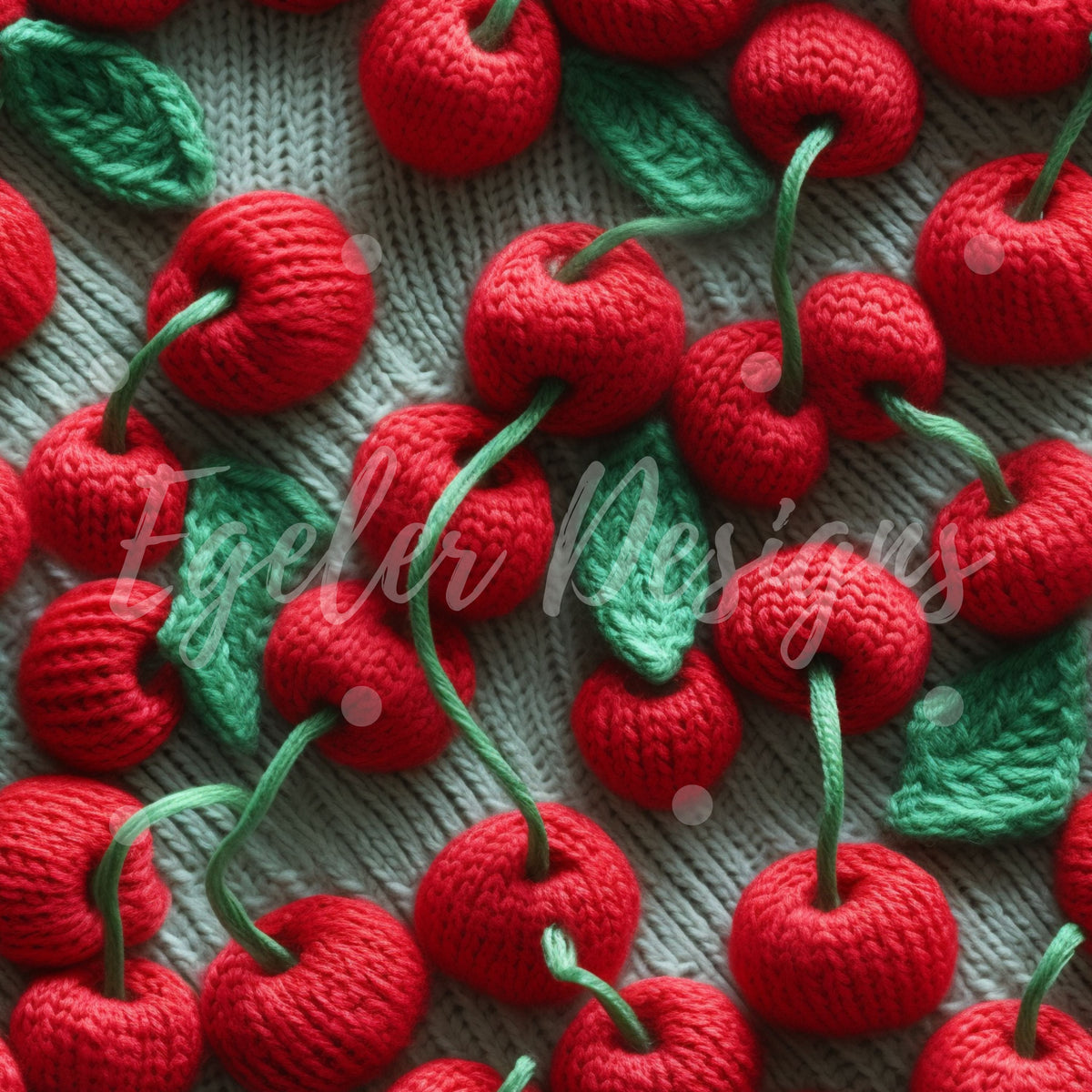 Cherry Knit Seamless Pattern Digital Download – Egeler Designs