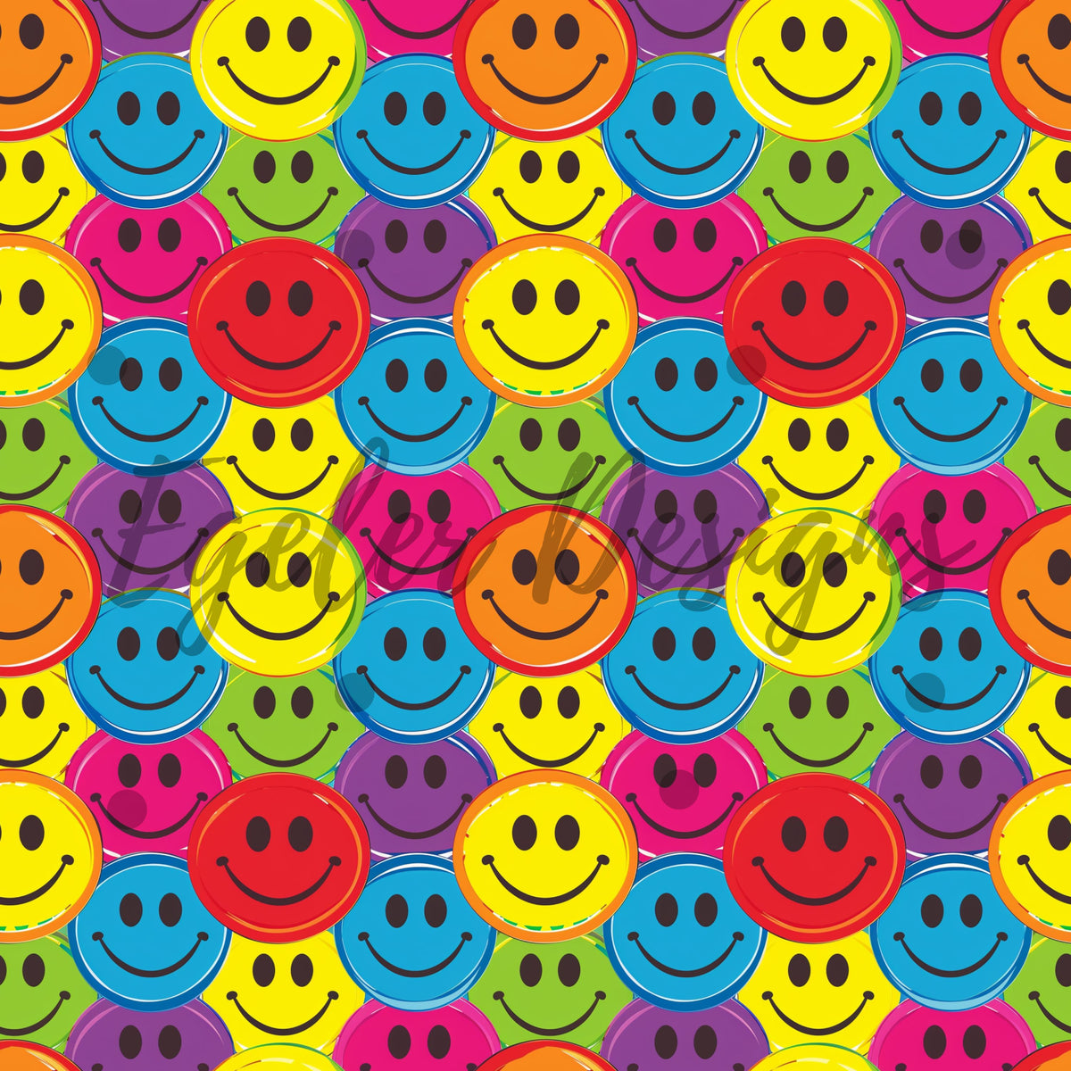 Rainbow Happy Face Seamless Pattern Digital Download – Egeler Designs