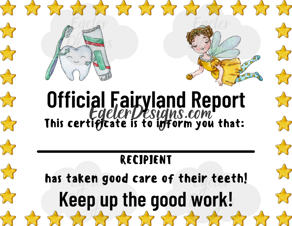 Tooth Fairy Certificate PNG – Egeler Designs