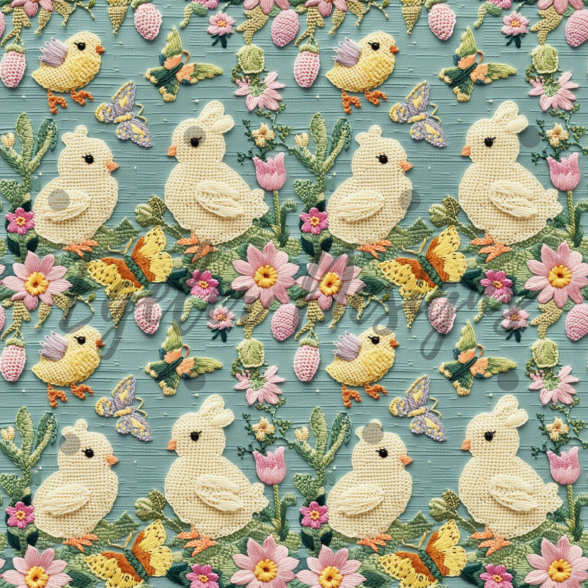 Embroidery Easter Chicks Seamless Pattern Digital Download – Egeler Designs