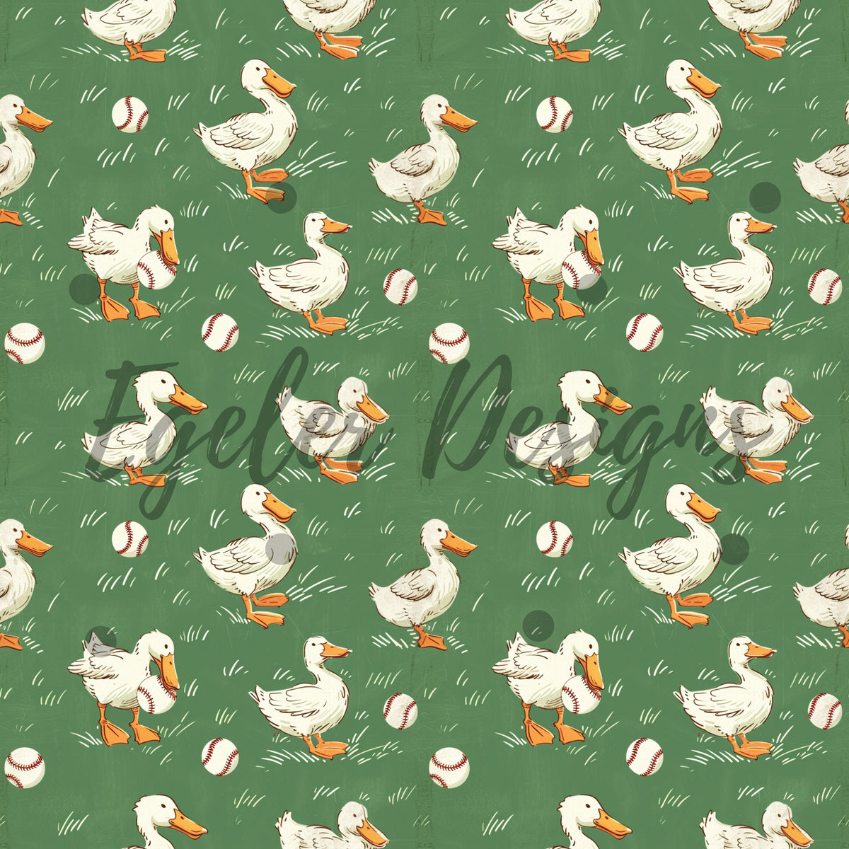 Baseball Ducks Seamless Pattern Digital Download – Egeler Designs