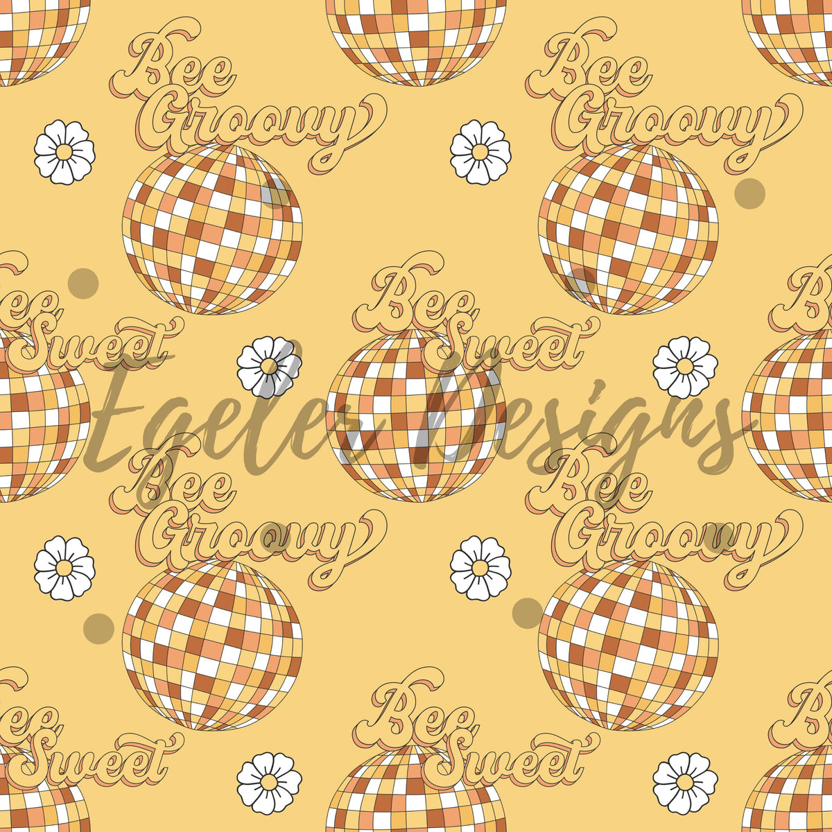 Bee Groovy Seamless Pattern Digital Download – Egeler Designs