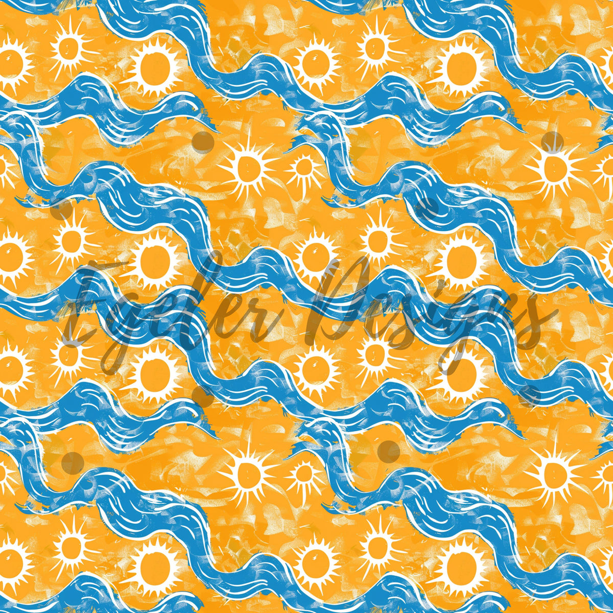 Orange Suns Seamless Pattern Digital Download – Egeler Designs