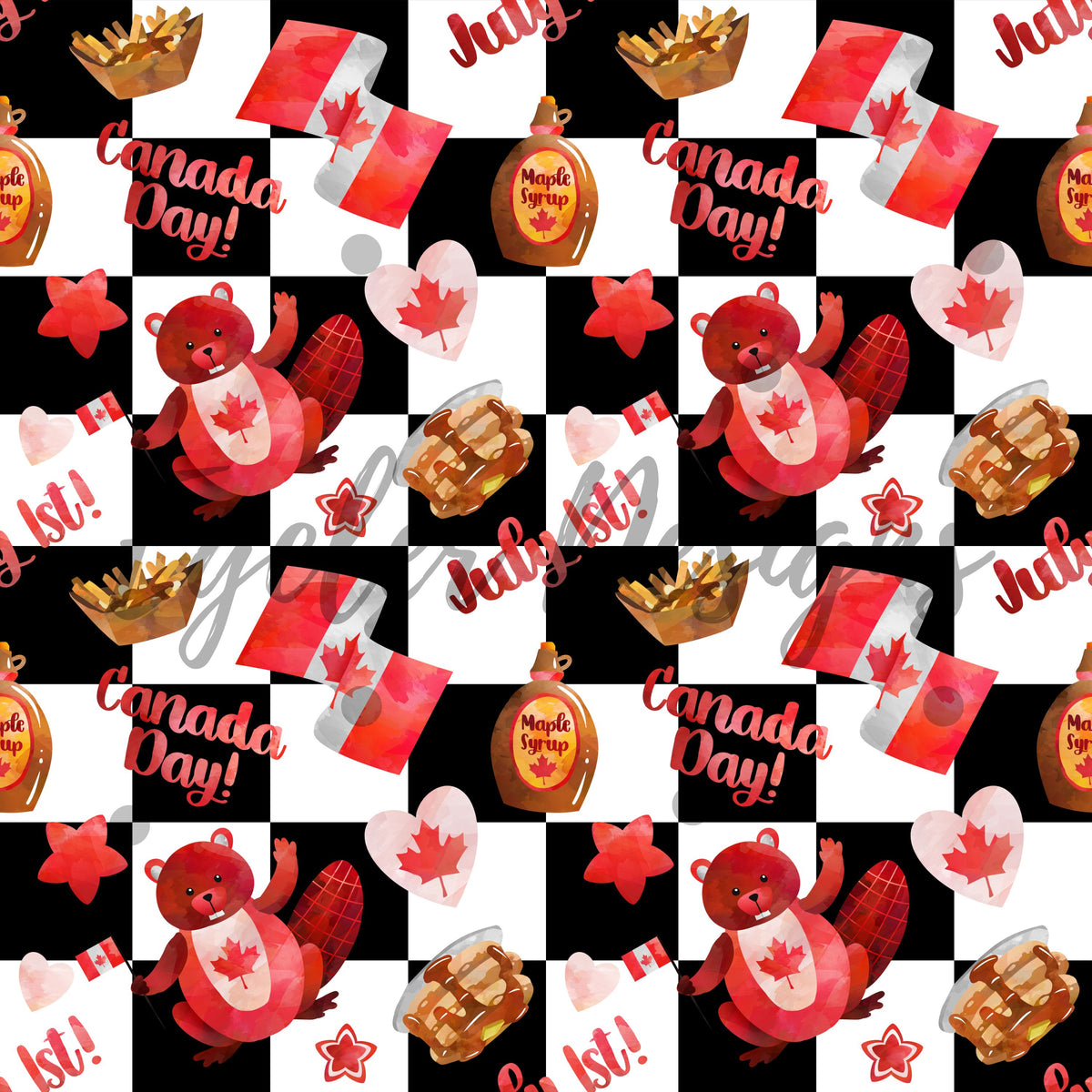 Canada Day Checkers Seamless Pattern Digital Download – Egeler Designs