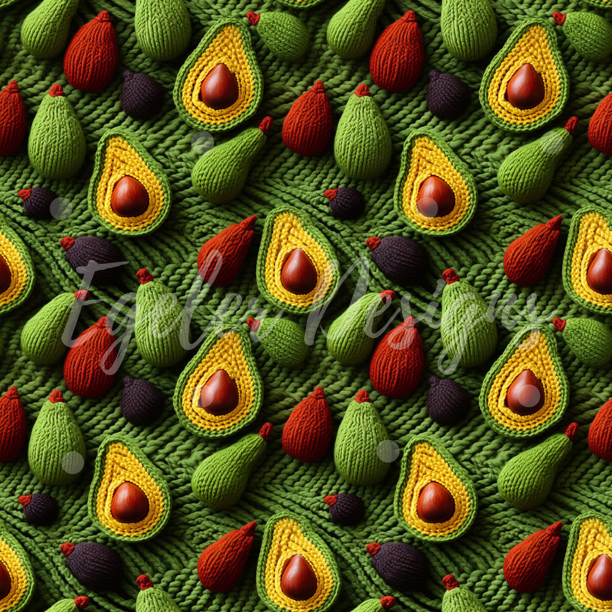 Knit Avocado Seamless Pattern Digital Download – Egeler Designs