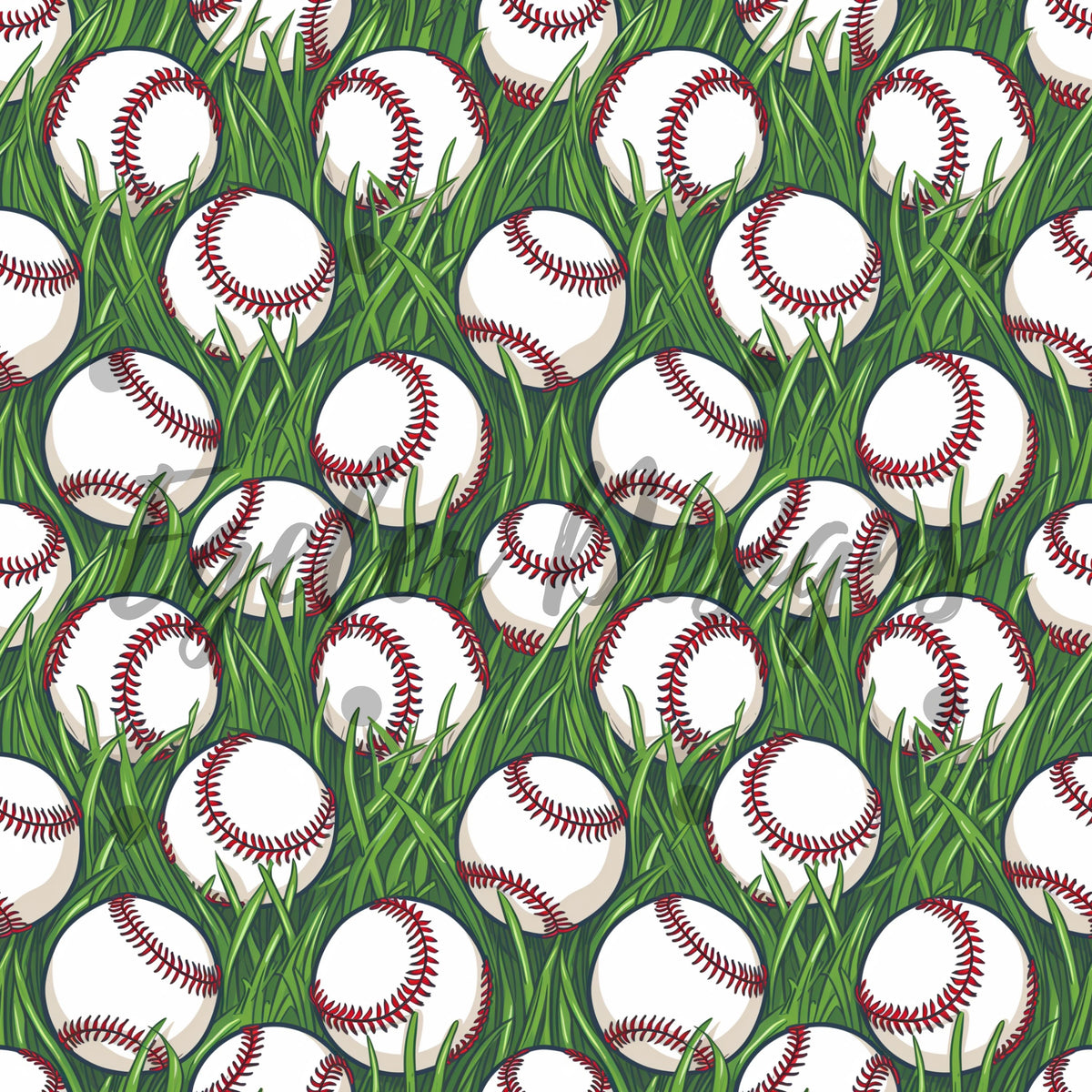 Grass Baseballs Seamless Pattern Digital Download – Egeler Designs