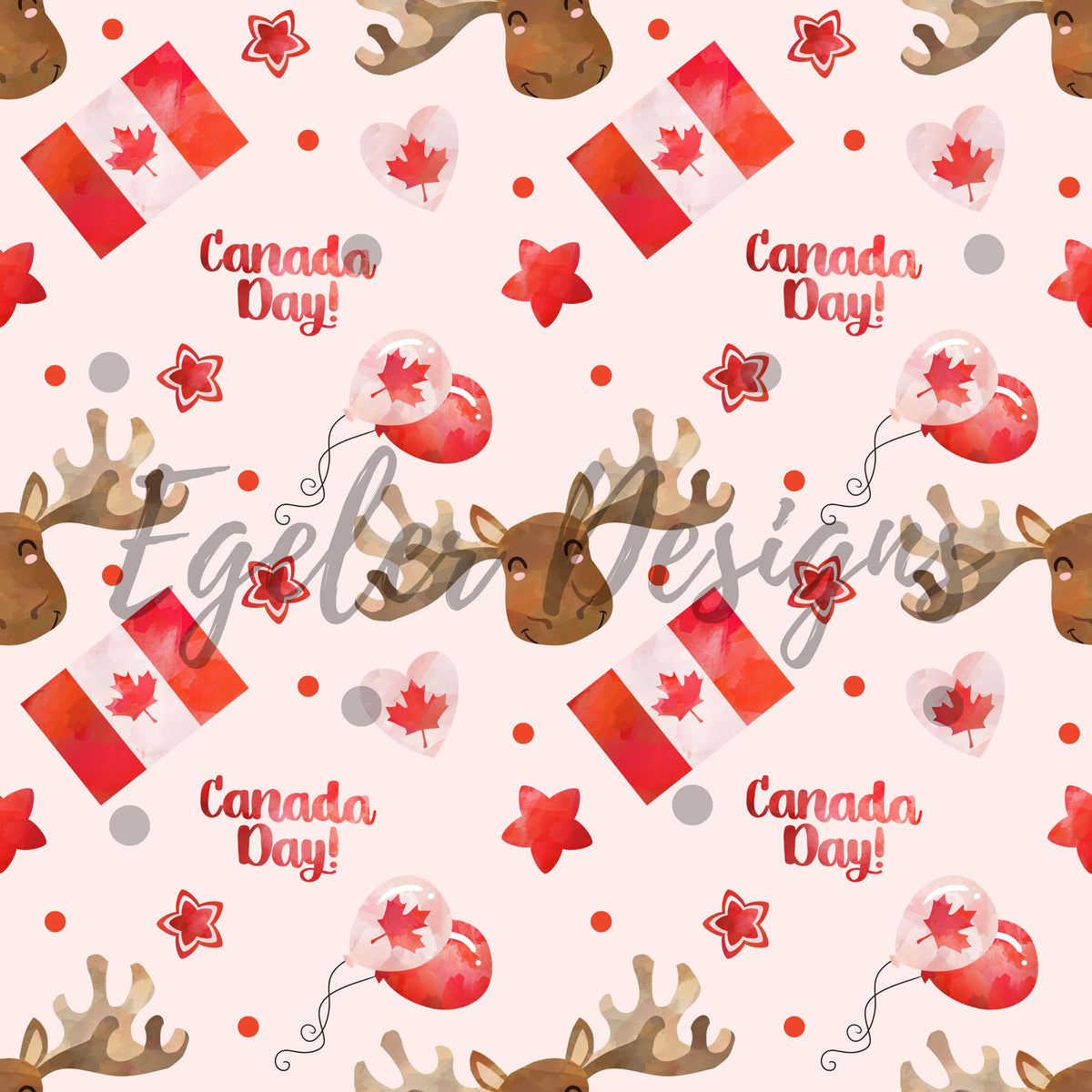 Canada Day Pink Seamless Pattern Digital Download – Egeler Designs