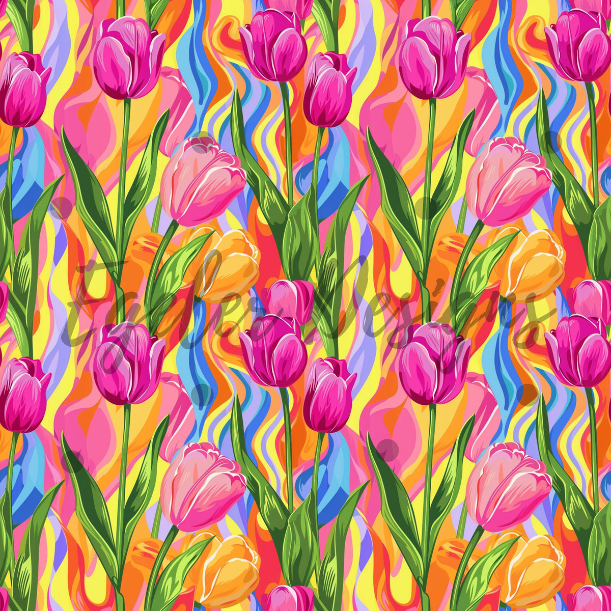 Preppy Tulips Seamless Pattern Digital Download – Egeler Designs