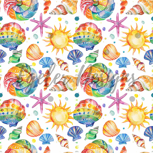 Rainbow Shells Seamless Pattern Digital Download – Egeler Designs