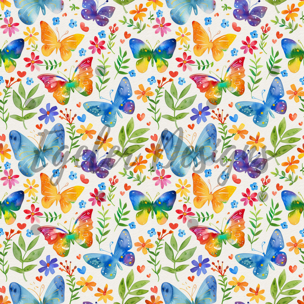 Rainbow Butterfly Seamless Pattern Digital Download – Egeler Designs