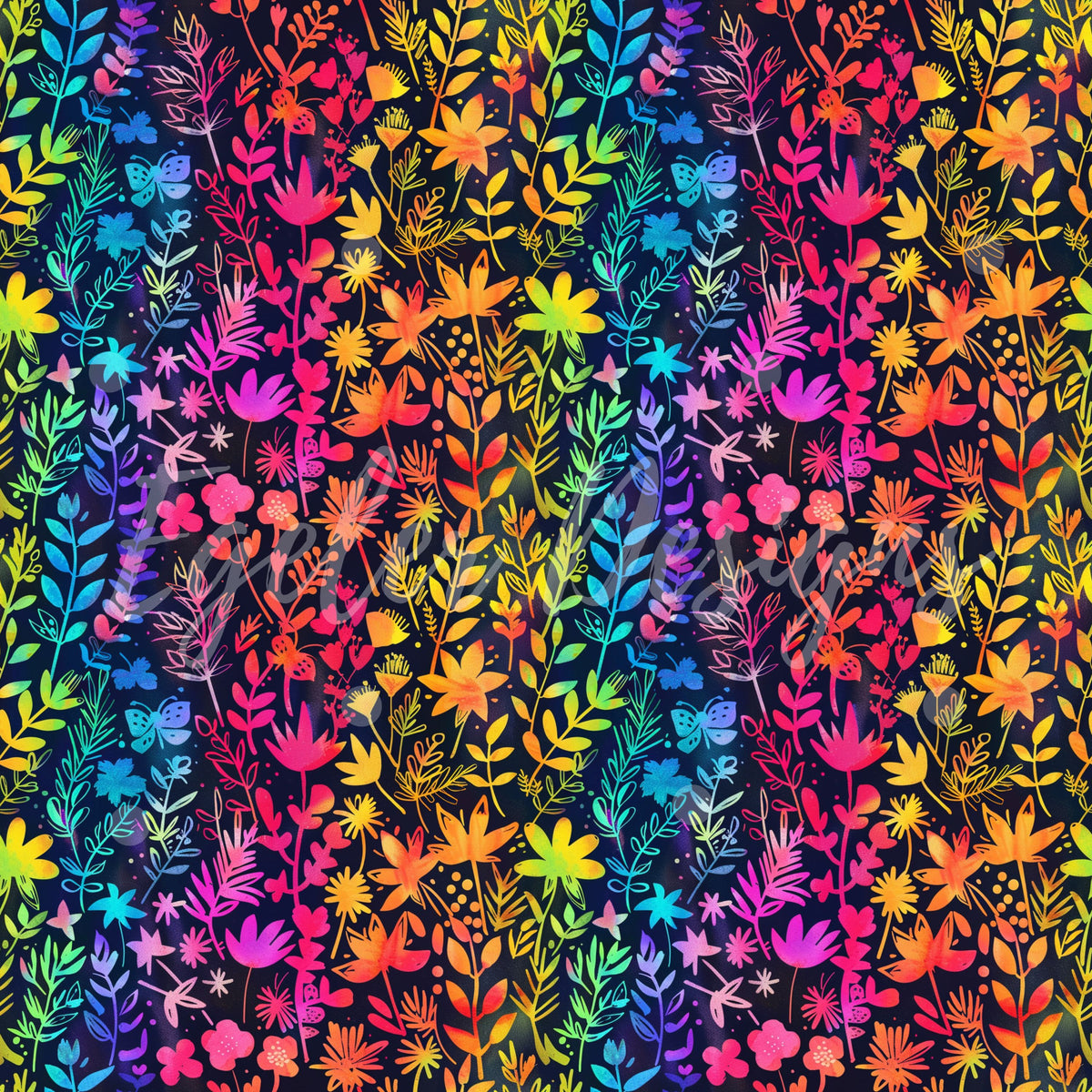 Rainbow Wildflower Seamless Pattern Digital Download – Egeler Designs