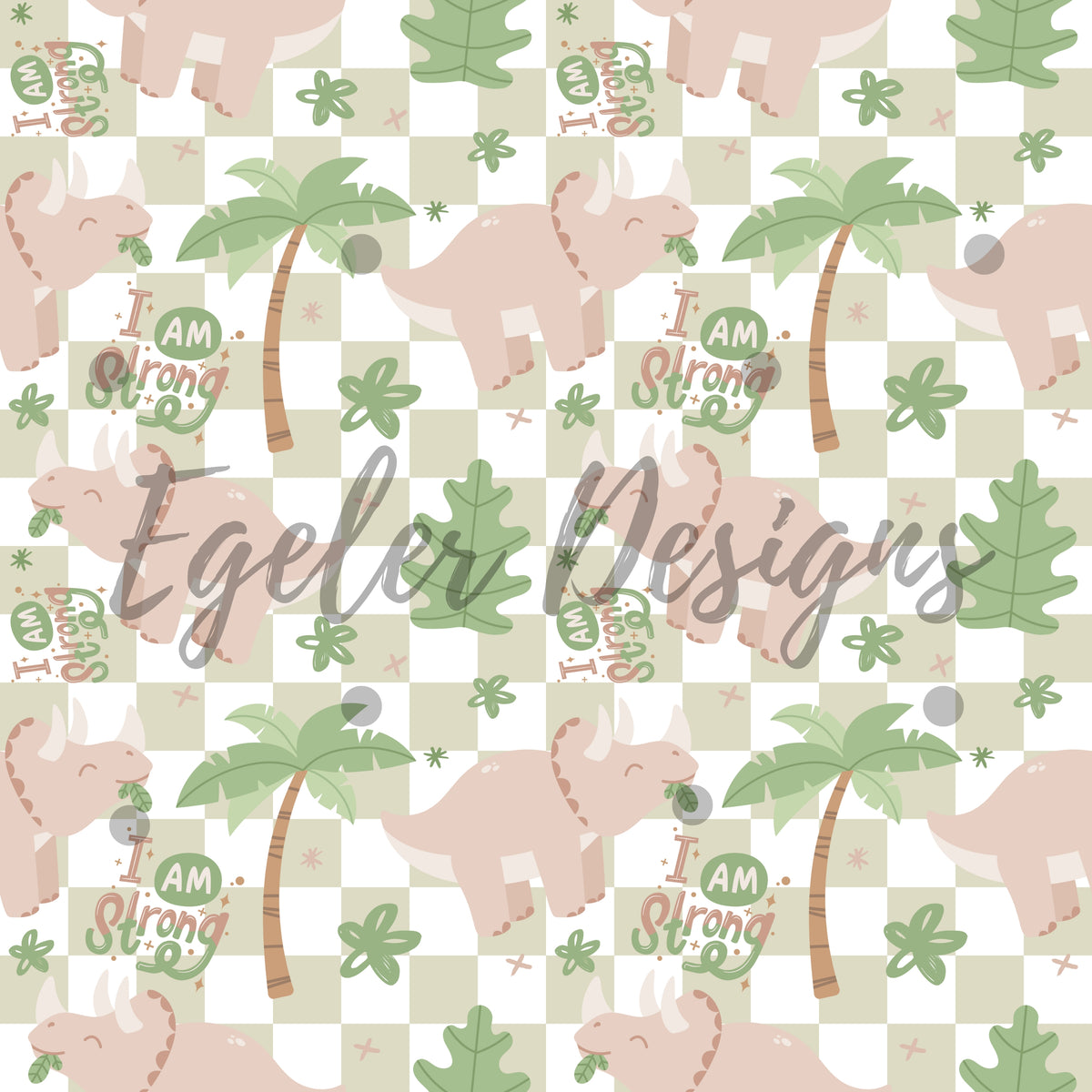 Pink Dino Checkers – Egeler Designs